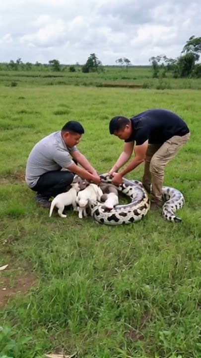 Two men help dogs attacked by pythons - YouTube