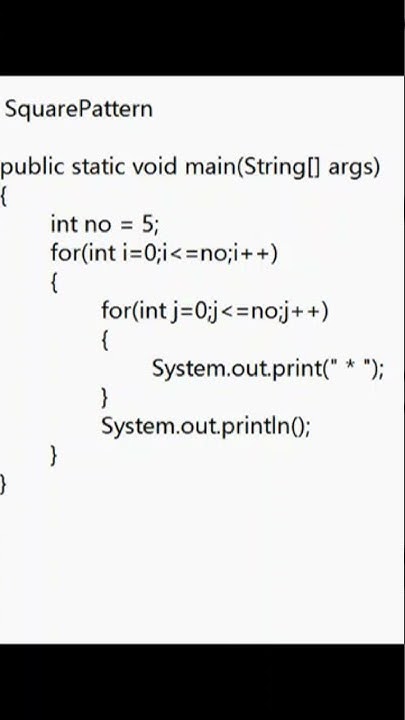 Square Pattern Java Code Practice Java Javadeveloper Javaprogramming Javacodepractice Youtube
