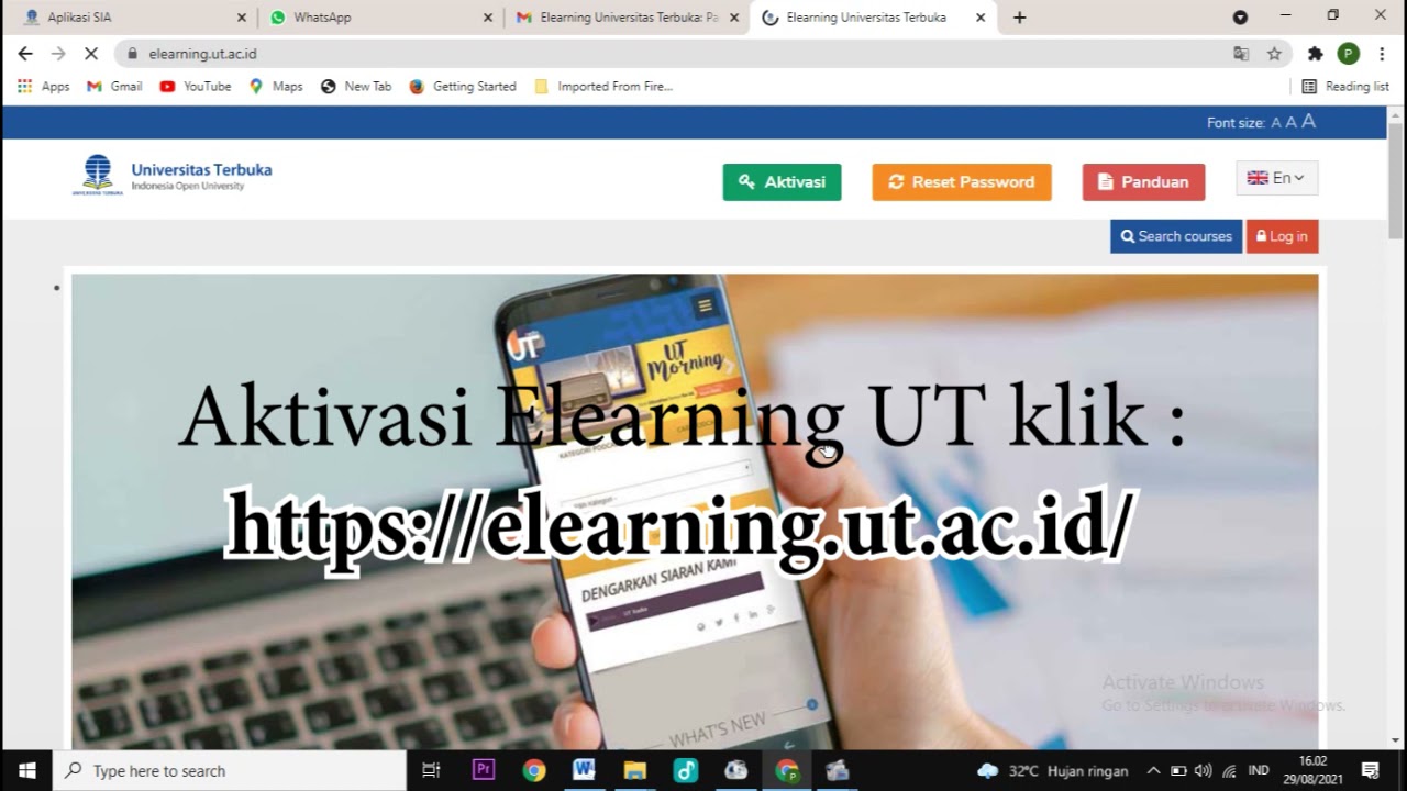 Cara Aktivasi Elearning UT - YouTube