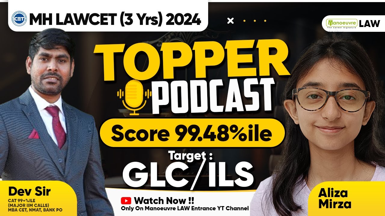 MH LAW CET 3 Yrs 2024 Topper Podcast "Aliza Mirza" Score 99.48%ile ...
