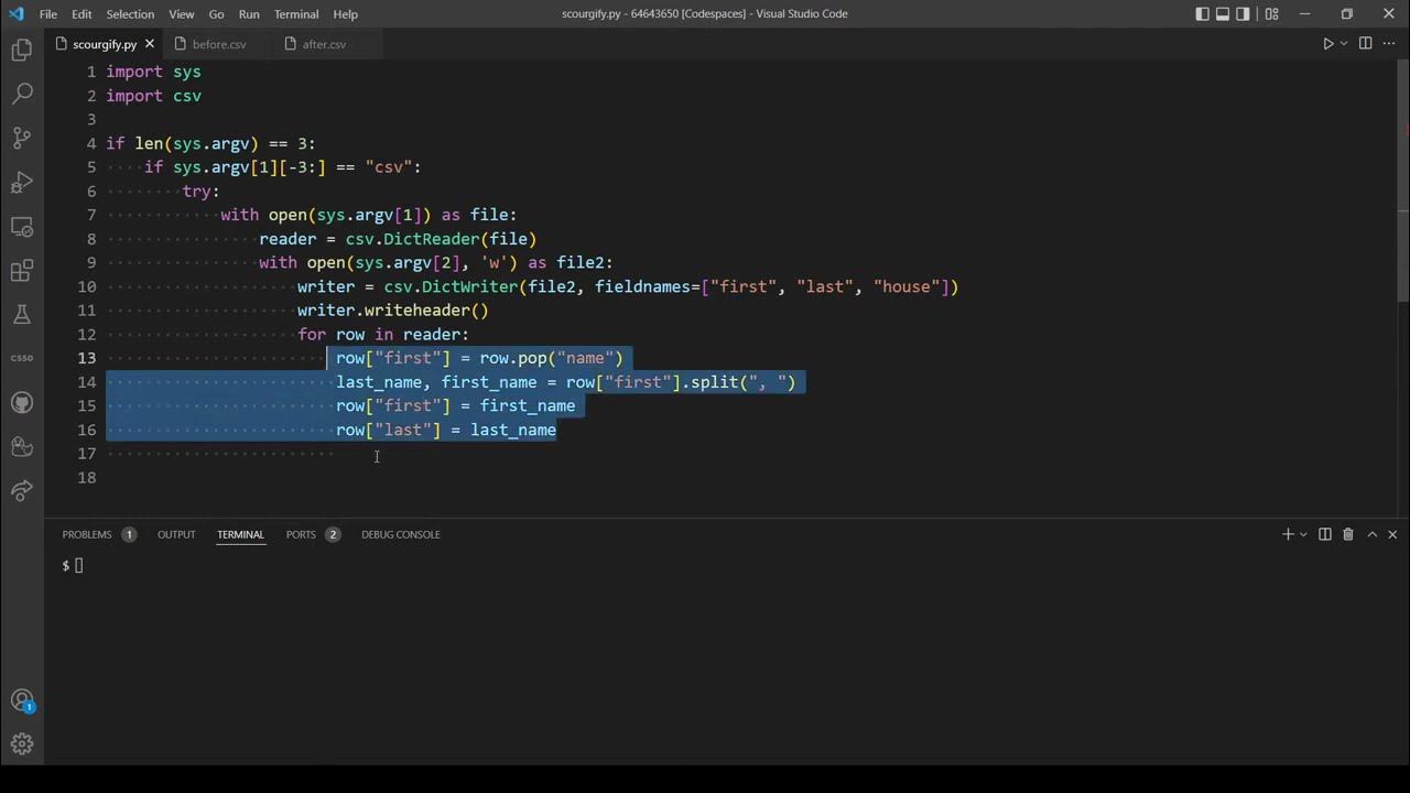 Scourgify -Problem Set 6 (CS50's Introduction to Programming with Python) - YouTube