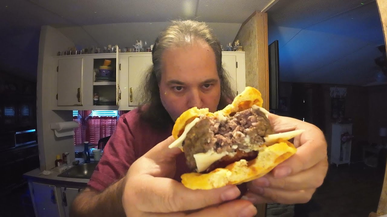 Carnivore chaffles bacon swiss burger dash mini low carb keto - YouTube