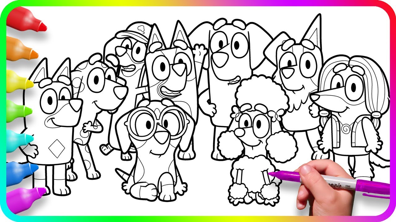 BLUEY Coloring Pages. Do you know How to color Bluey's School Friends ...