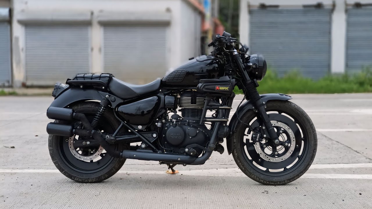 Meteor 350 Modified | Hardcore Modification | Pure Black Skull Theme ...