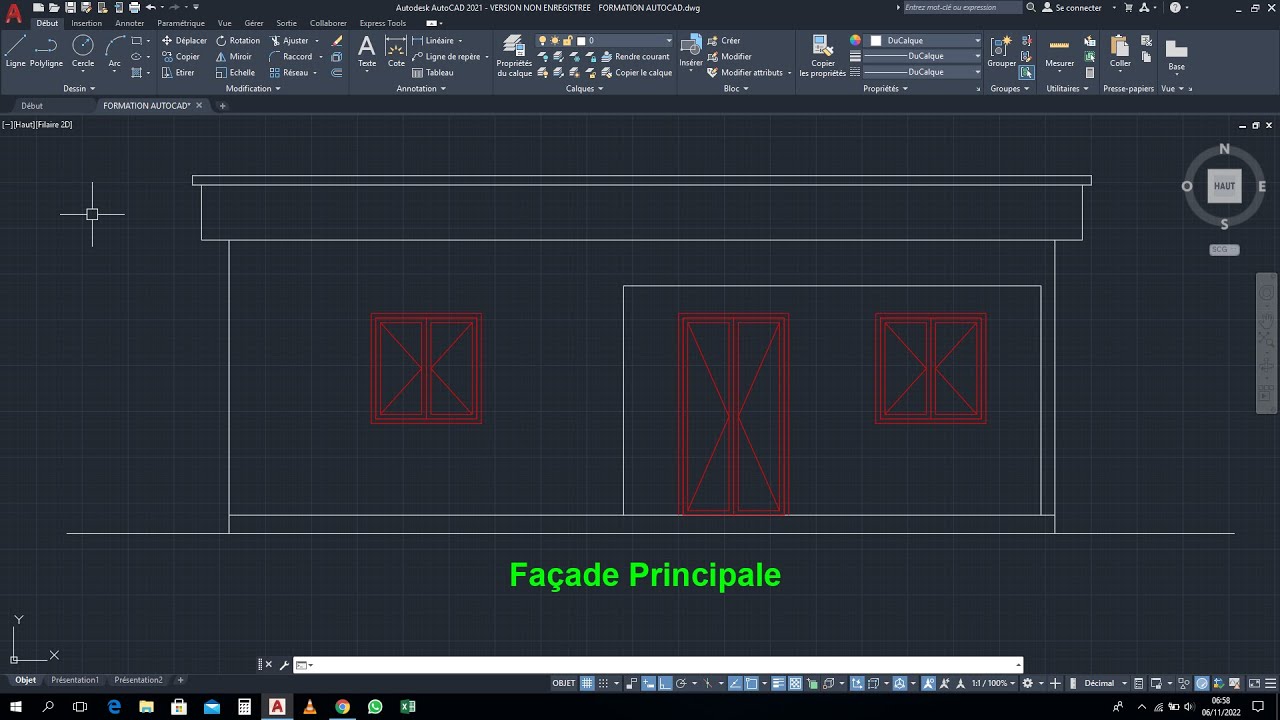 Formation AutoCAD pour Débutant #5 - Façade Principale - YouTube
