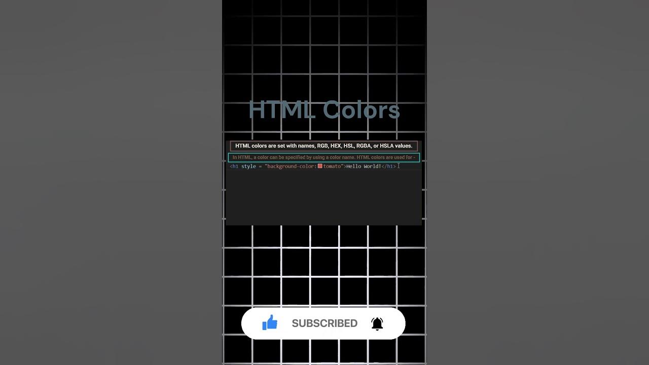 HTML Colors | Web Tech | #shorts #viralshorts #coding - YouTube