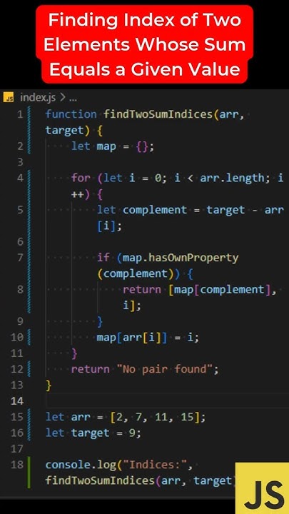 #27: Find Indices of Two Numbers That Sum to Target (Optimized)! 🚀| #shorts #coding #javascript ...