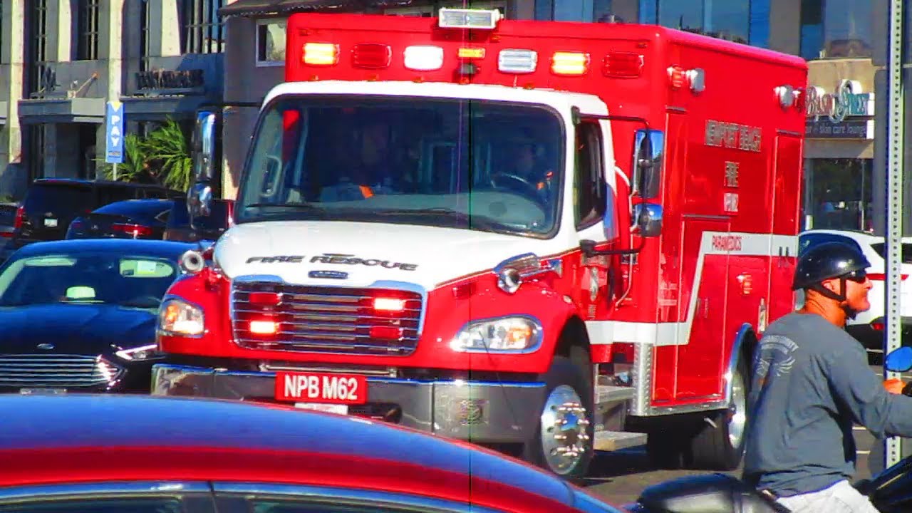 🚑 Medic 62 Newport Beach Fire RESPONDING Code 3 III | August 1, 2021 (NPB M62) - YouTube