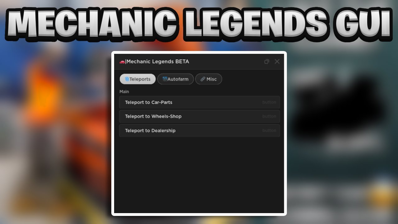 ROBLOX Mechanic Legends Script GUI - (ROBLOX) - YouTube