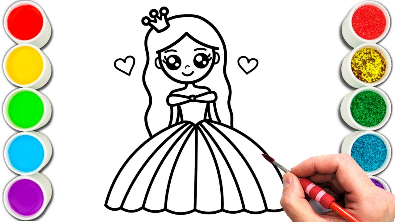 PRINCESS Drawing, Painting & Coloring For Kids and Toddlers_ Child Art ...