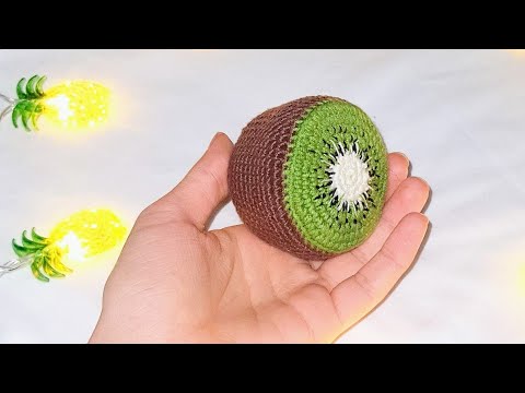Amigurumi kivi yapımı Easy crochet amigurumi toturial. Kiwi fruit. вязание фруктов