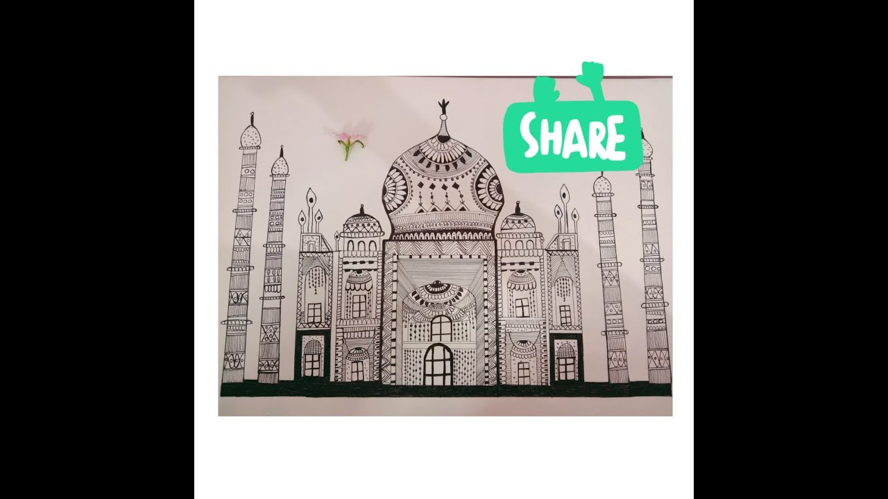 Taj mahal doodle art . . . . . .//taj mahal drawing - YouTube