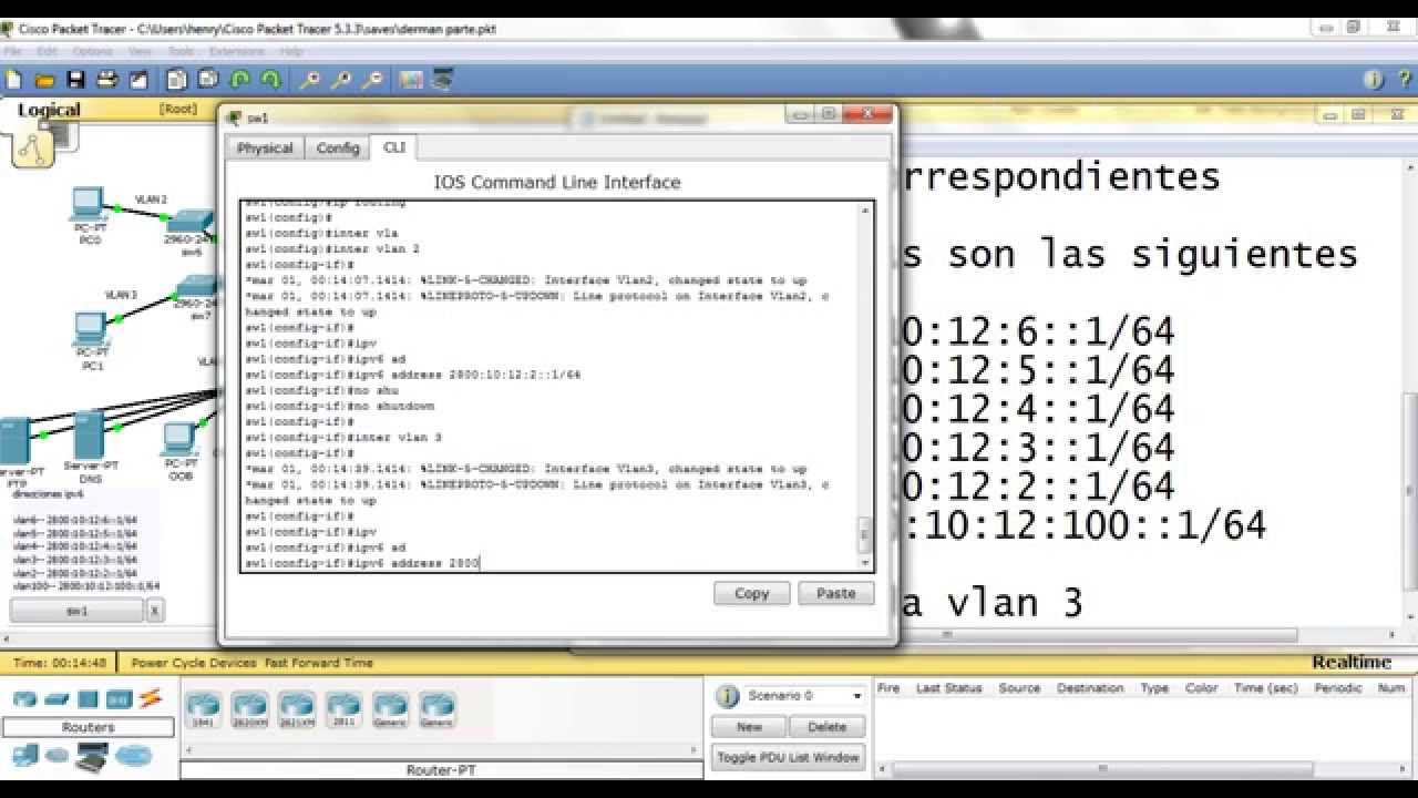 ipv6 en un switch capa 3 en packet tracert - YouTube