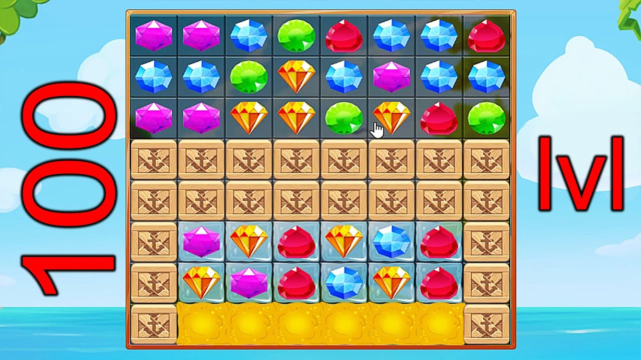 Walkthrough of level 100 Pirate Treasure | Gems Puzzle - YouTube