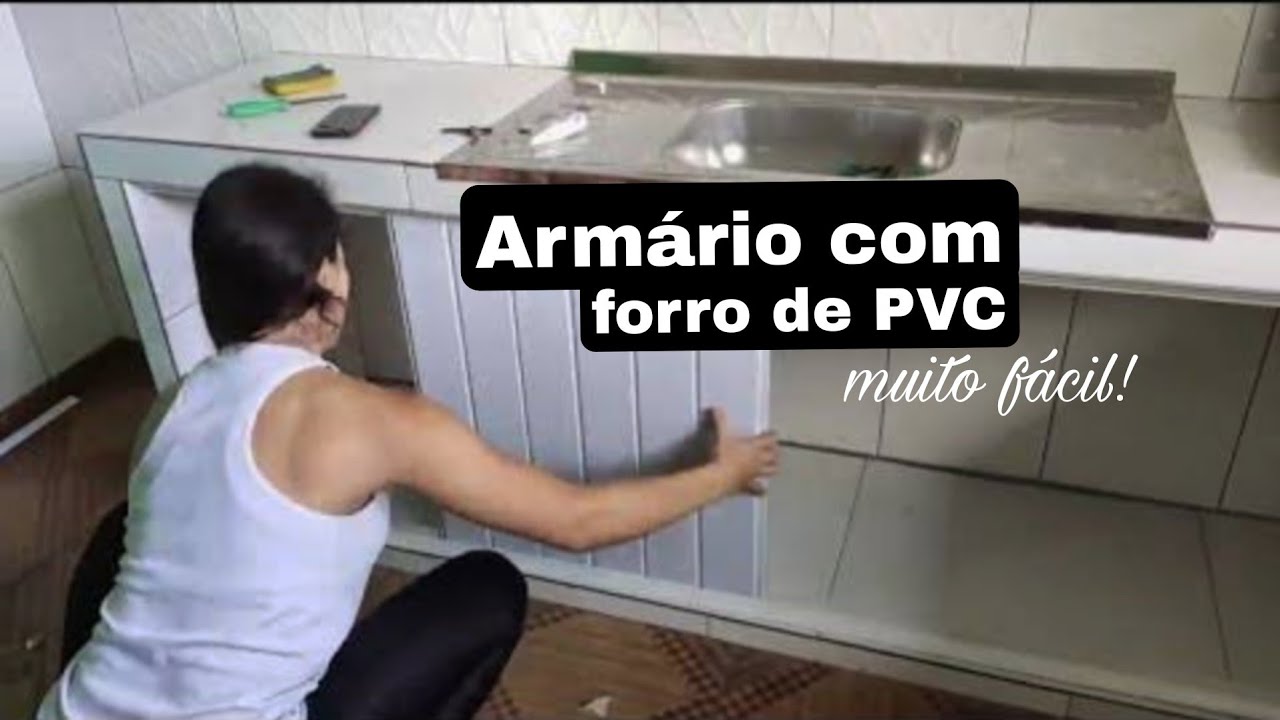 Como fazer armário para pia de forro PVC gastando pouco PORTA DE CORRER ...