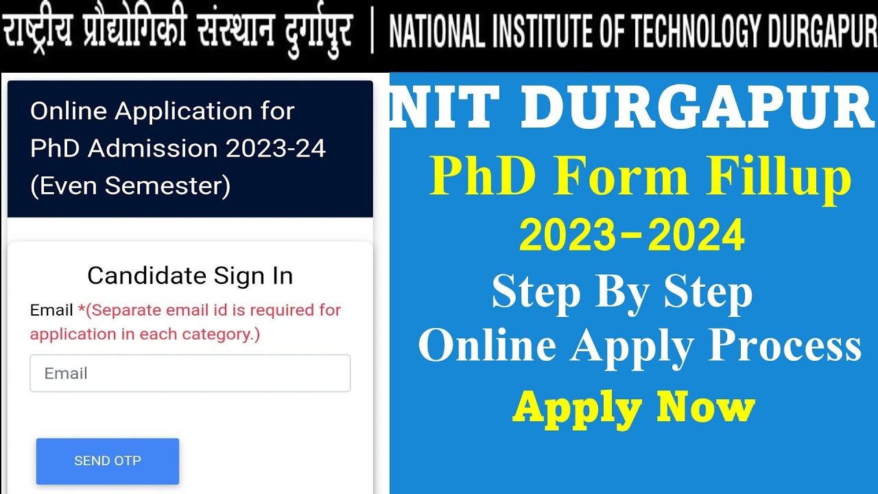 NIT Durgapur PhD Form Fillup 2024 // Step by Step Application Process ...