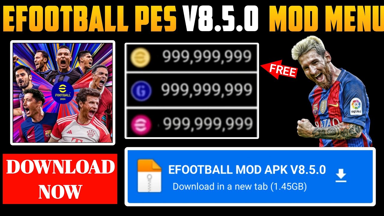 Efootball PES MOD Apk V8.5.0 | EFootball PES Hack 2024 Unlimited Coins All Players New 2024 ...