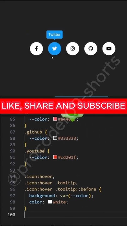🧊 Social Icons with Hover Tooltip | HTML CSS #webdevelopment #coding #htmlcss #shorts - YouTube
