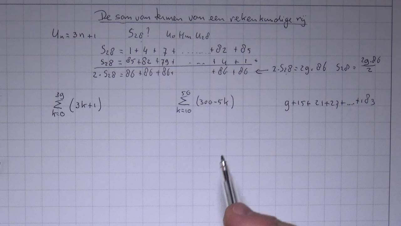 VWO5wisD_H2_11 De som van termen van een rekenkundige rij - YouTube