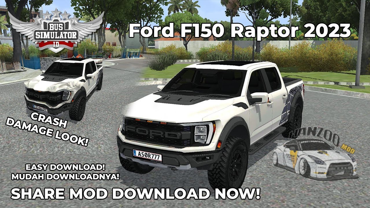 SHARE MOD FORD F150 RAPTOR 2023 - BUSSID NEW PATCH || HANZOO MOD - YouTube