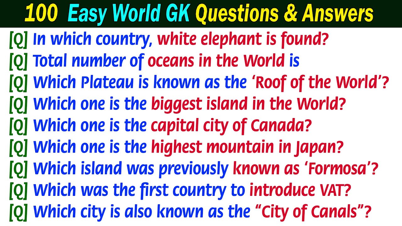 100 Most Important World GK Questions With Answers In English World 100-most-important-world-gk-questions-with-answers-in-english-world