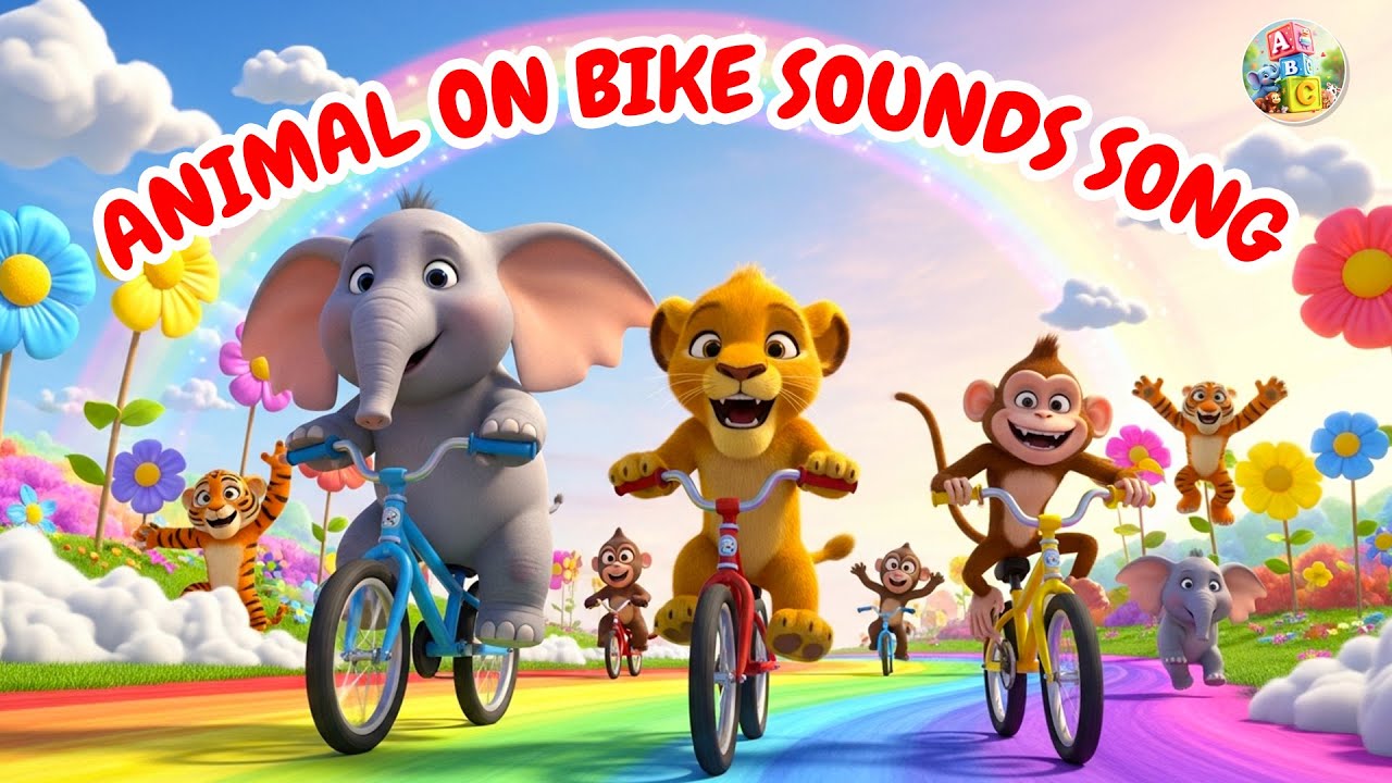 ABC Animals on Bike Sounds Song | ABCD Song | Nursery Rhymes | Animals ...