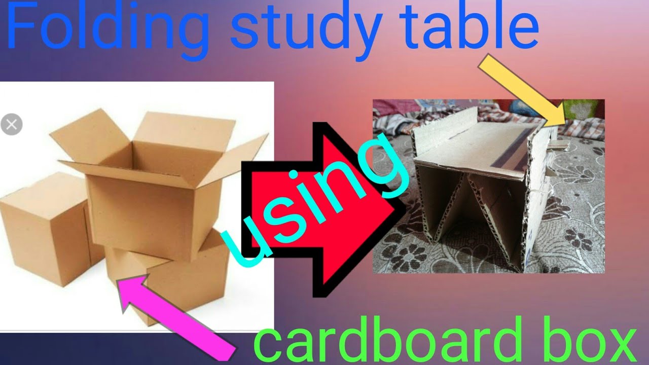 How to make a study table folding study table using cardboard box - YouTube