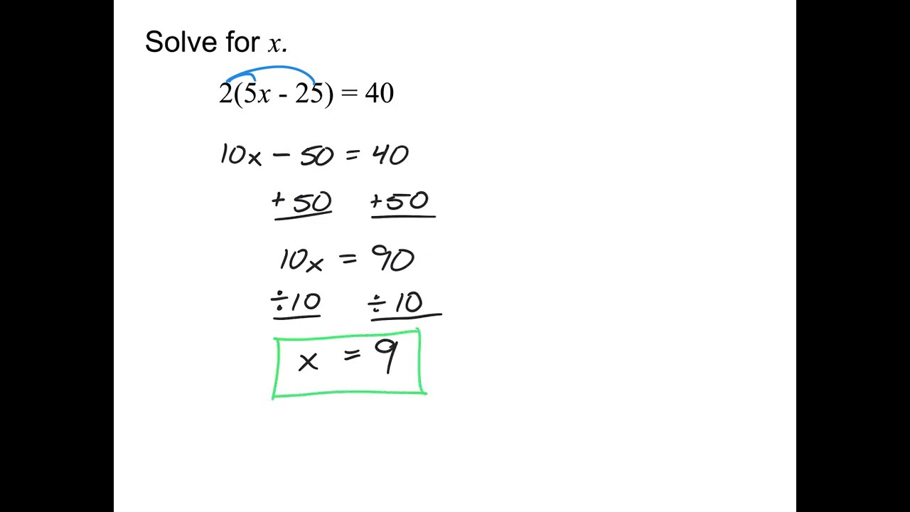 Solve Multistep Equations - YouTube