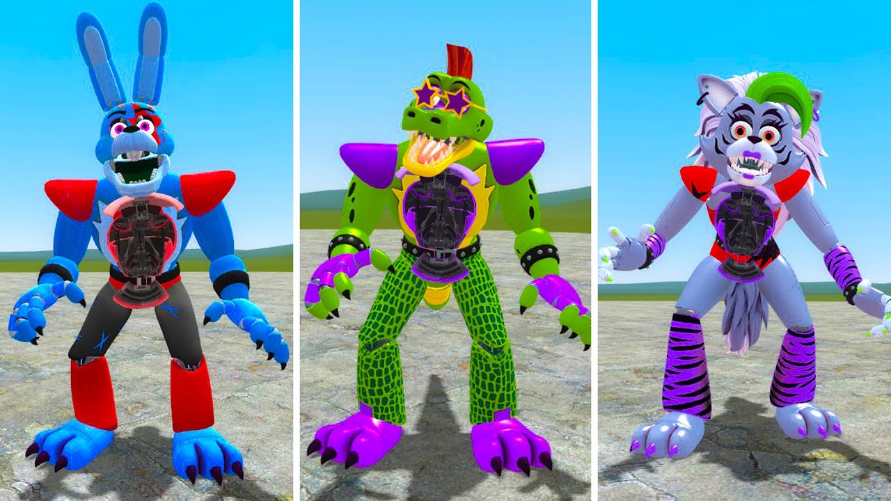 ENTERING ALL FNAF SECURITY BREACH GLAMROCK ANIMATRONICS In Garry's Mod ...