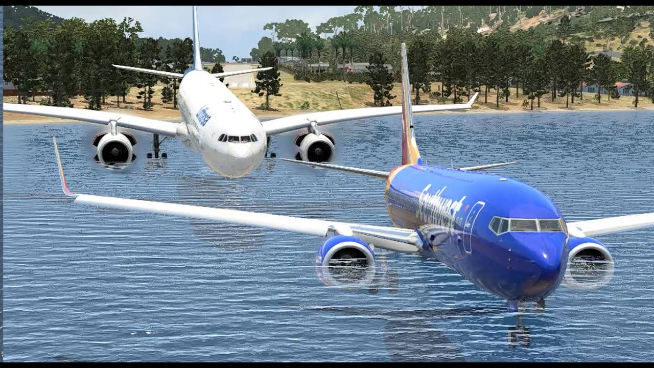 Small Airport Two Big Airplanes Runway Overrun Emergency Landing X ...
