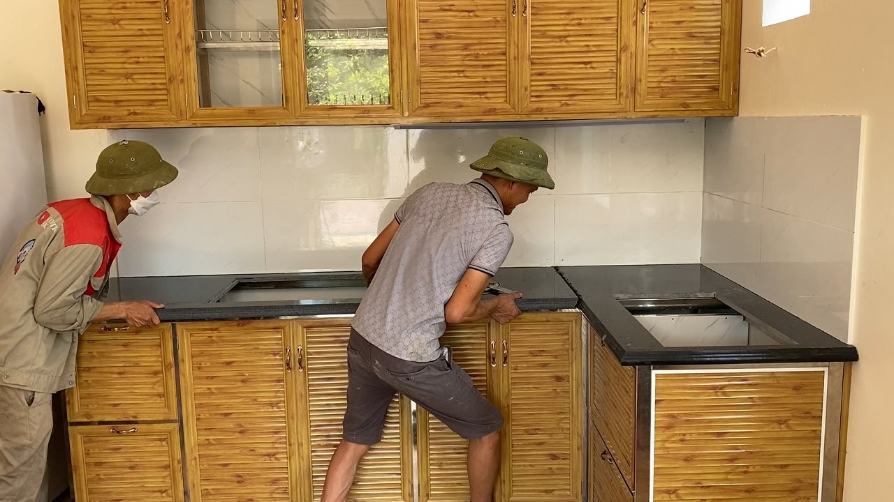 How To Make Kitchen Granite Table || Install Granite On Stainless Steel ...
