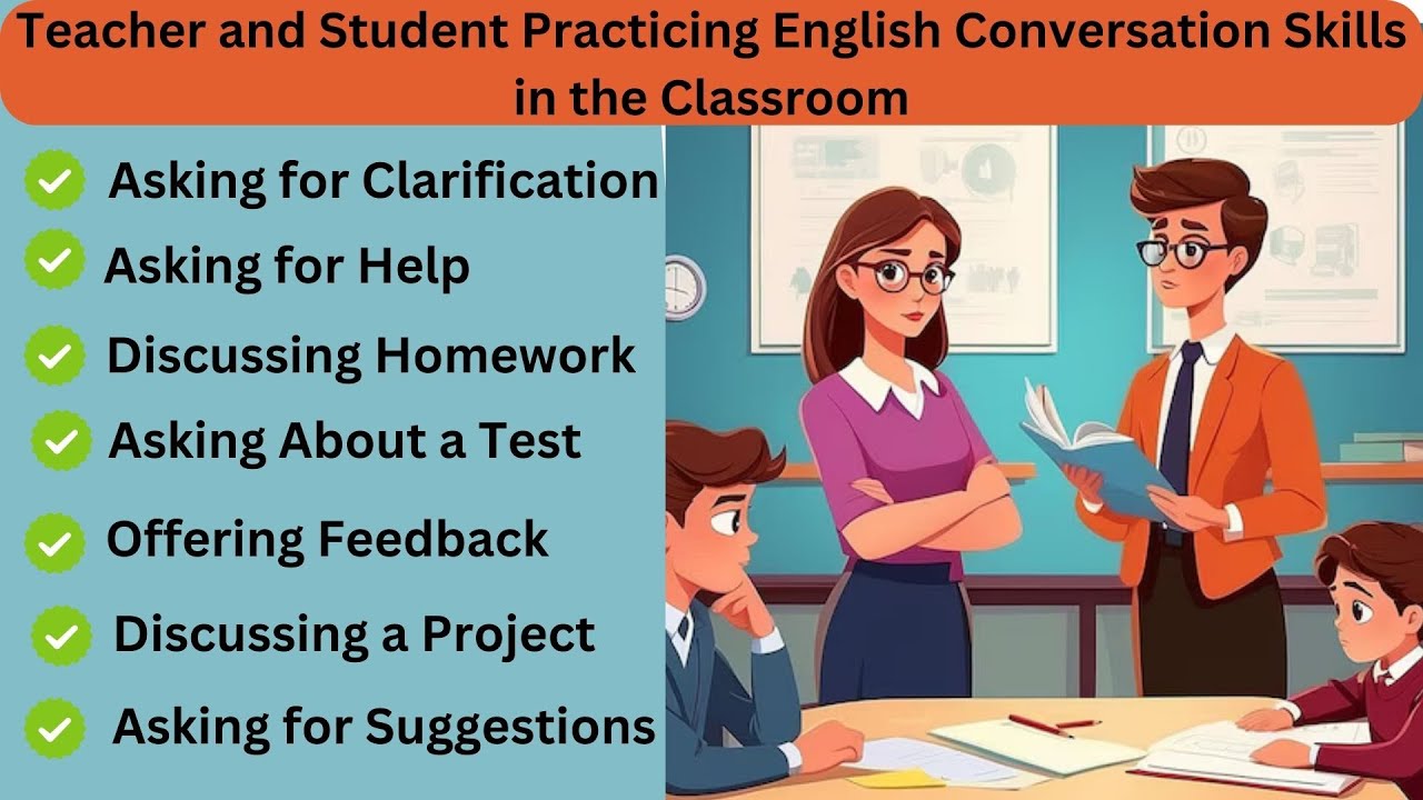 English Conversation Practice Teacher and Student Classroom ...
