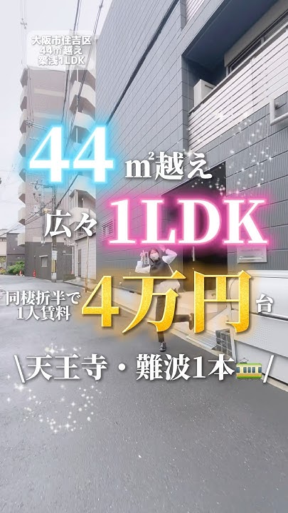 【No.697】44㎡越え広々1LDK ️ #大阪賃貸#1人暮らし#お部屋探し#好立地#築浅#同棲部屋#Wi-Fi無料#1LDK - YouTube