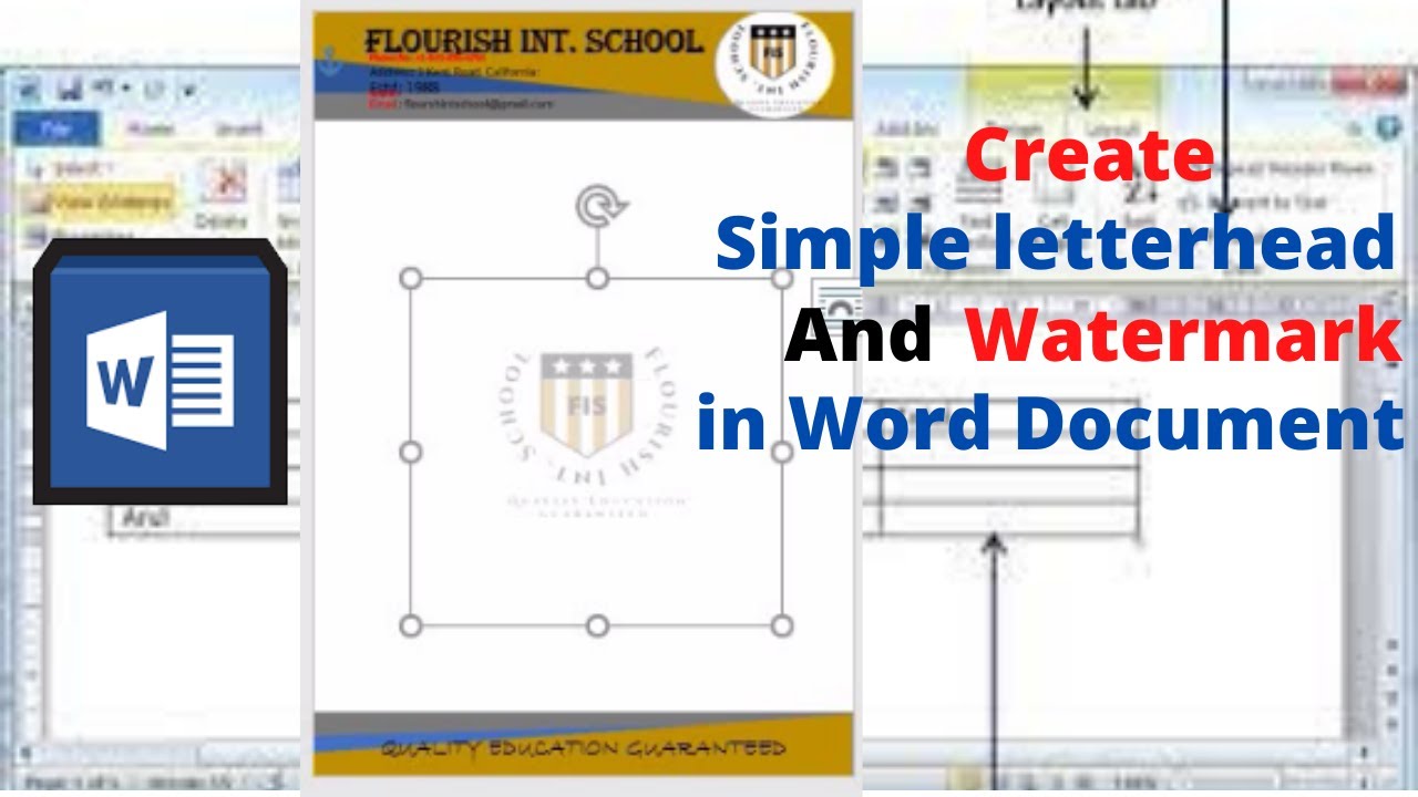 Create Letterhead and Watermark In Word Document - YouTube