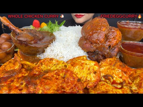 WHOLE CHICKEN CURRY,MUTTON CURRY,FRIED EGG CURRY,GULAB JAMUN ASMR EATING