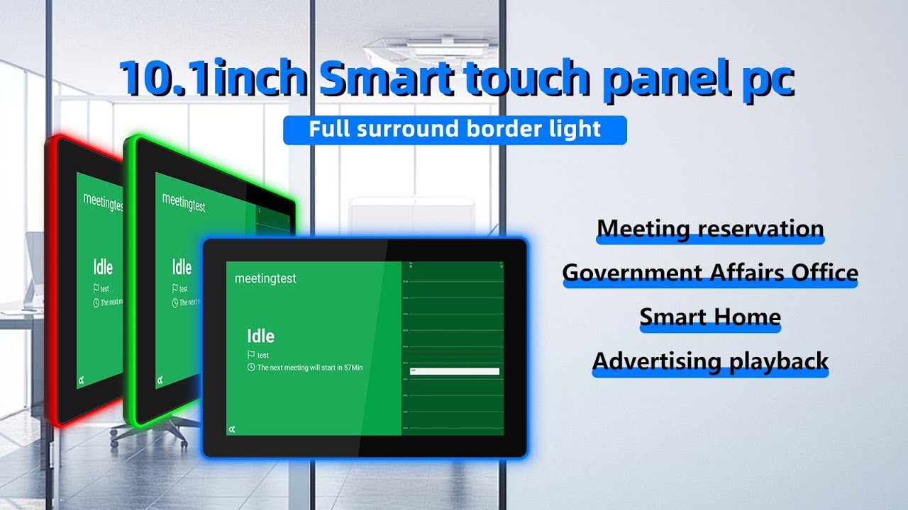 Conference Meeting Room Scheduler With Full Border Light - YouTube