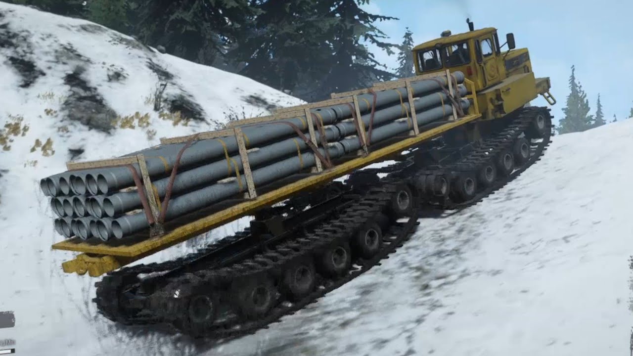 SnowRunner - Huge truck with caterpillar tracks! | Driving offroad ...