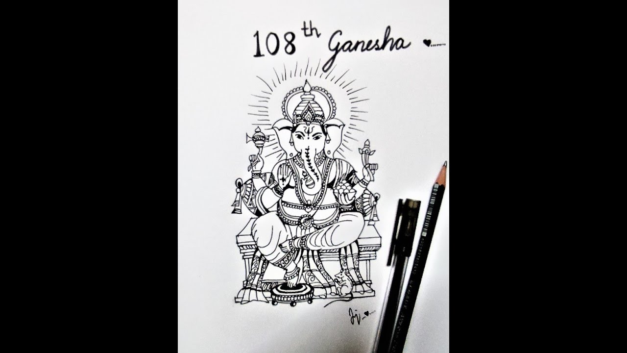 How to draw Ganesha-108th of 108 series #vinayagar#ganpati#drawing # ...