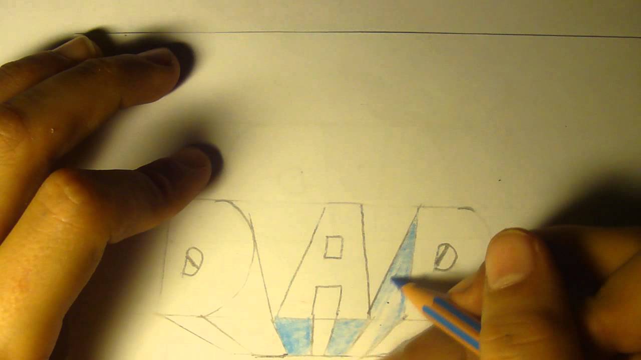 how to draw 3D block letters "DAD" - YouTube