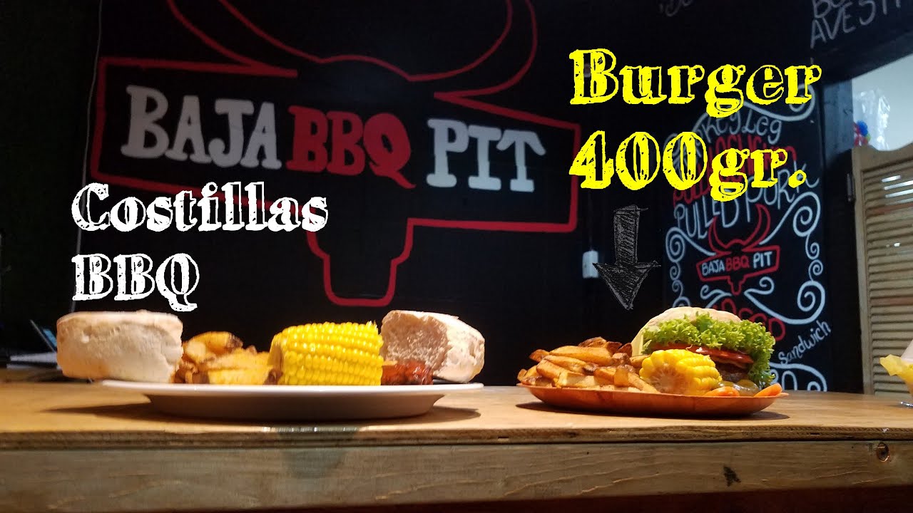 Baja BBQ Pit- Costillas BBQ y Hamburguesa de medio kilo/Lengua se señas ...