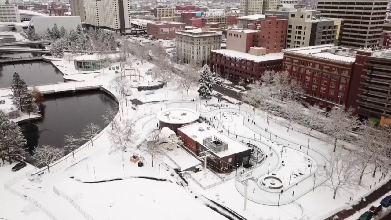 Riverfront Park in Spokane with Snow Via the Drone. - YouTube