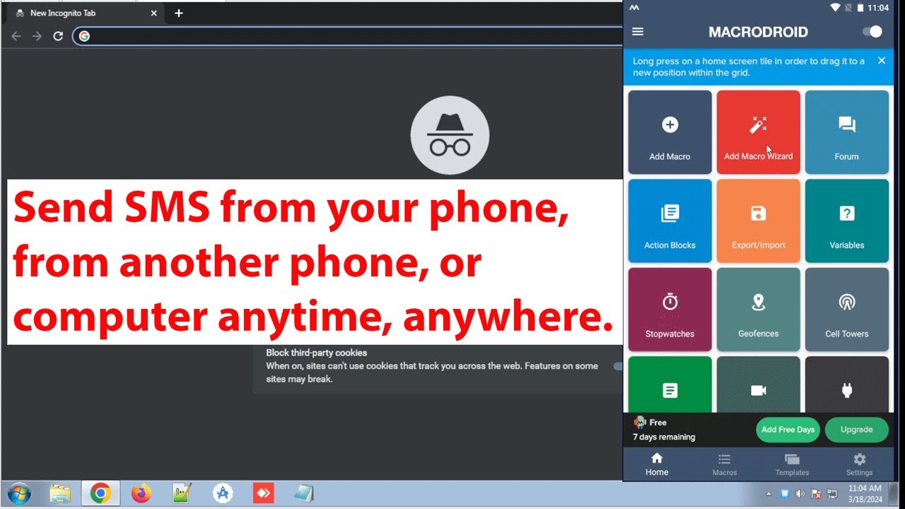 Send free sms / bulk WhatsApp using MacroDroid from PC, GET cURL and control android with ...