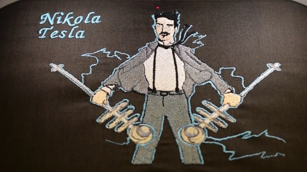 Satisfying Machine Embroidery - Nikola Tesla - YouTube