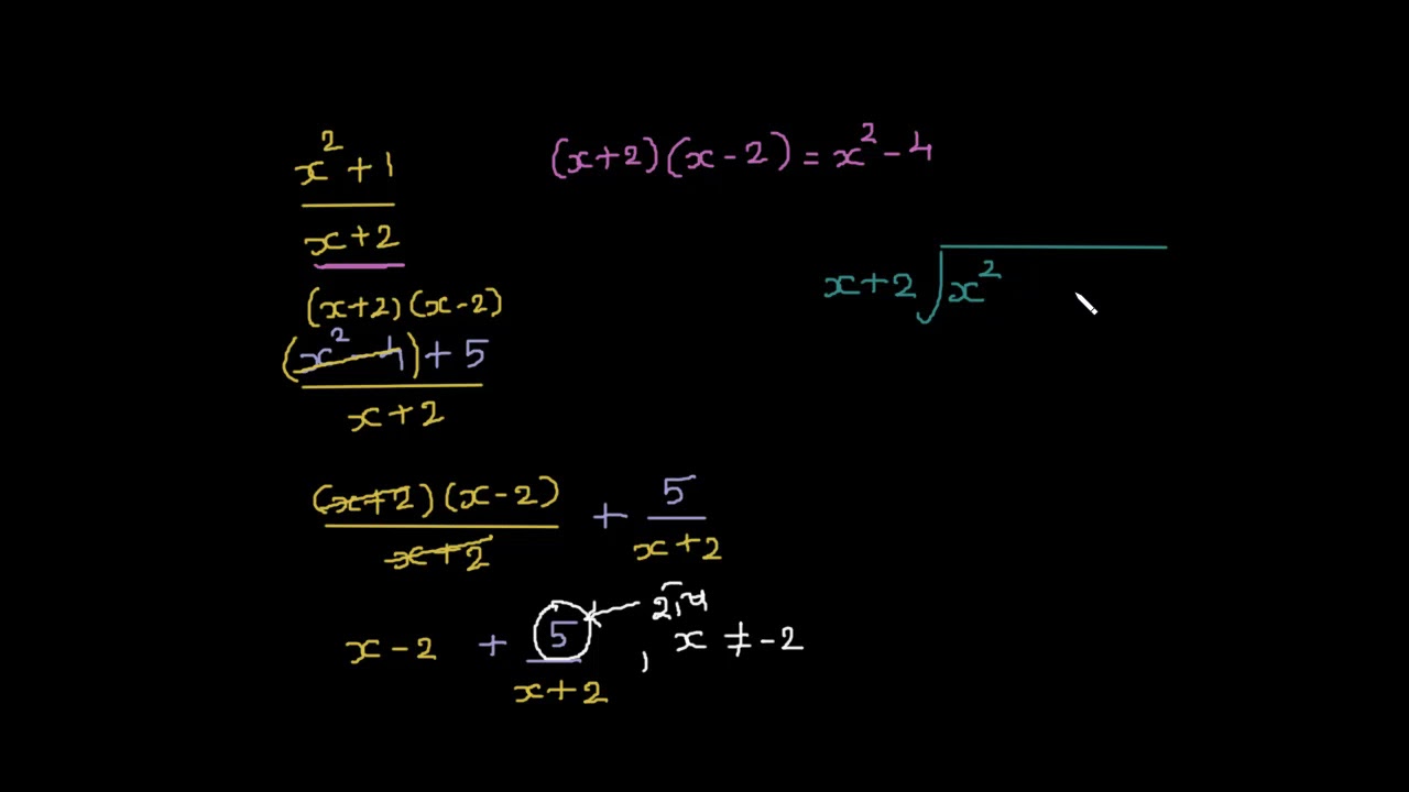 Dividing quadratics by linear expressions with remainders: missing x ...