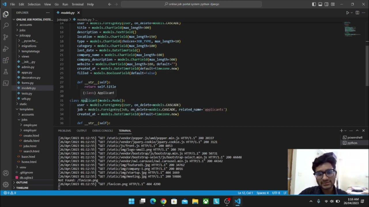 Building an Online Job Portal System with Python Django and SQL - Code Walkthrough and ...