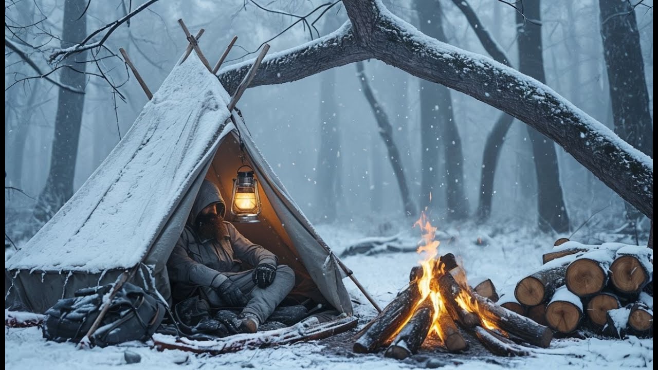 CAMPING DURING A THUNDERSTORM STRUGGLE // TO BUILD SHELTER during heavy ...
