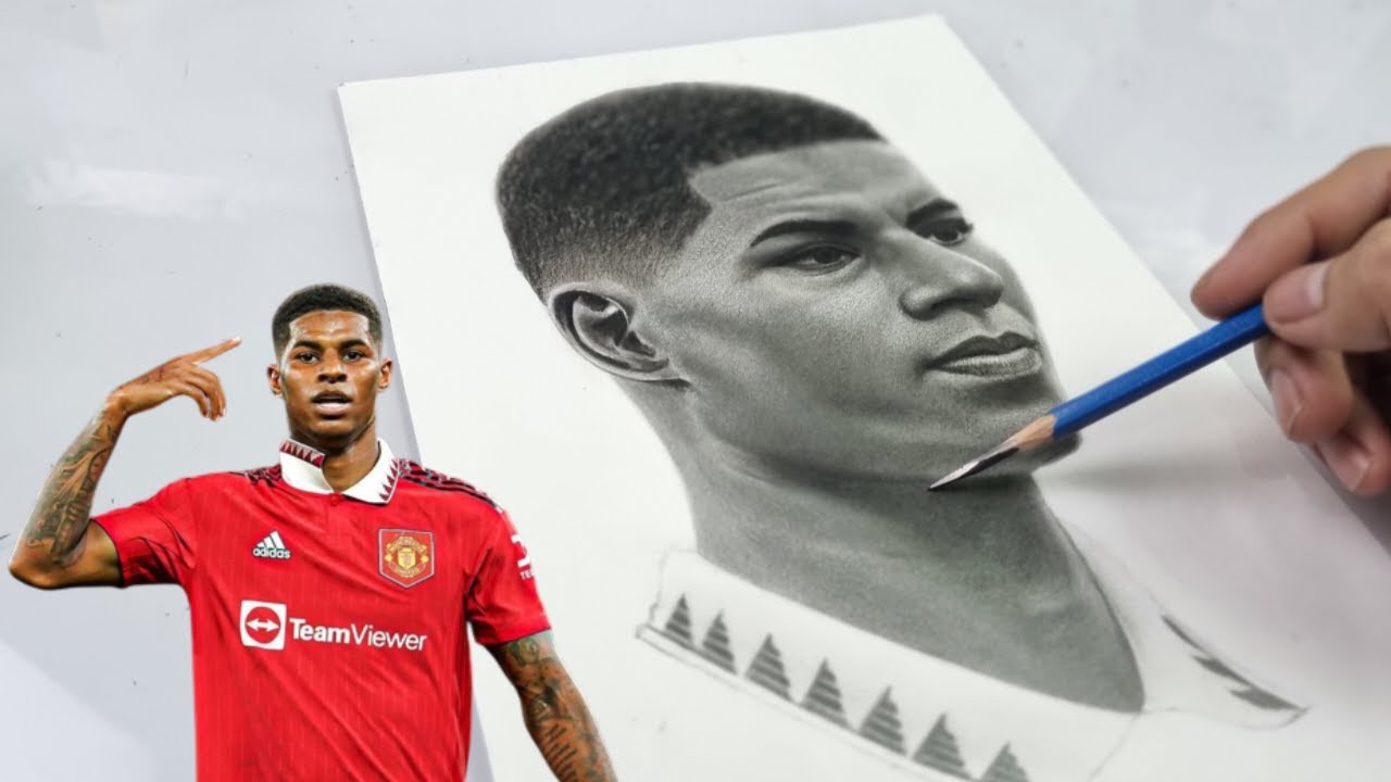 Satisfying video realistic drawing Marcus Rashford Manchester United ...