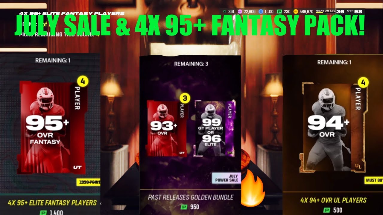 ELITE FANTASY PACK 4X 95+ & GOLDEN BUNDLE, Madden 24 Ultimate Team ...