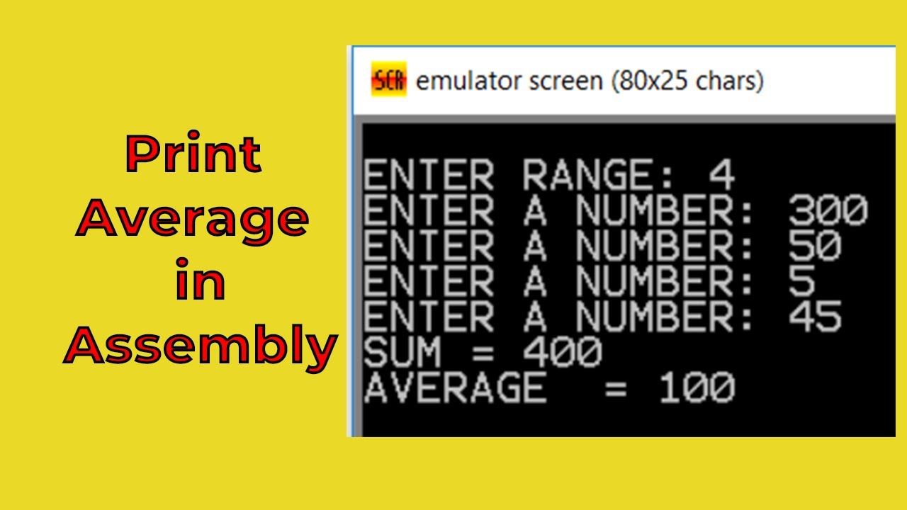 Print Average of given Series of N numbers in assembly - YouTube