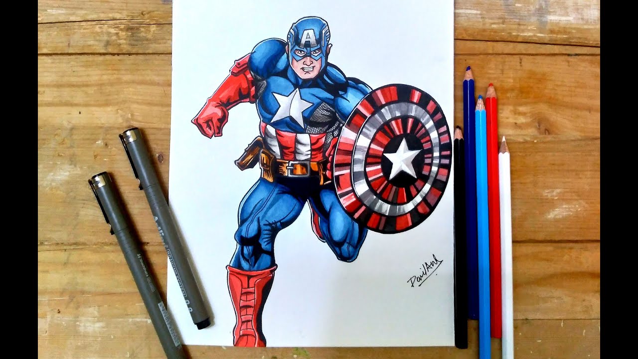 Drawing Captain America - Timelapse | Devil Art - YouTube
